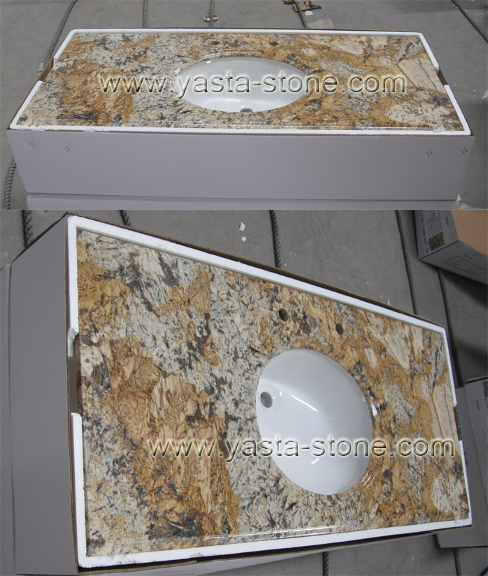 49 Inches Crystal Yellow Granite Vanity Tops,Eased&Polished Vanity Tops